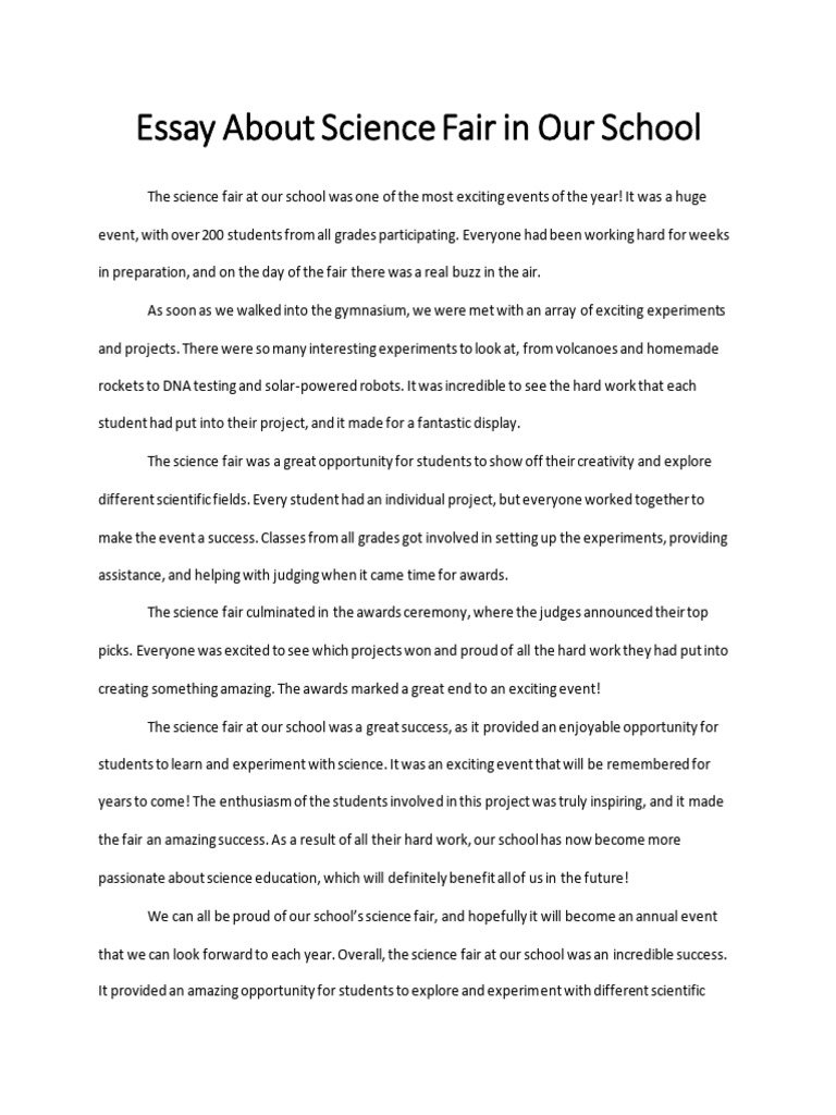 Essay About Science Fair in Our School PDF | PDF