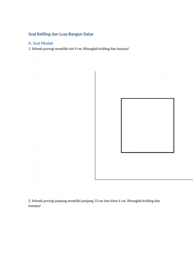 Soal Keliling Luas Dengan Gambar | PDF