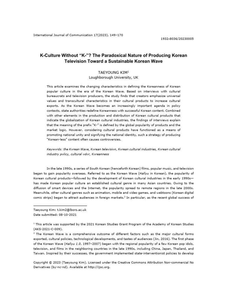 Theorizing The Korean Wave K-Culture Without "K-" The Paradoxical ...