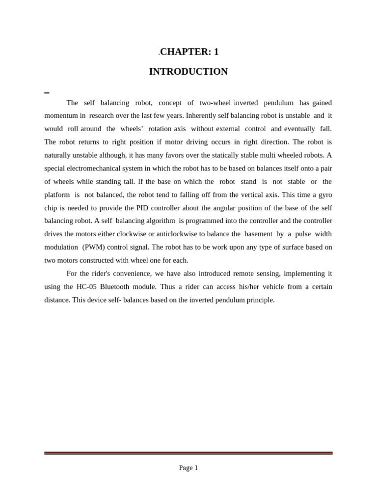 Report Main File - Self Balancing Robot Project Report | PDF ...