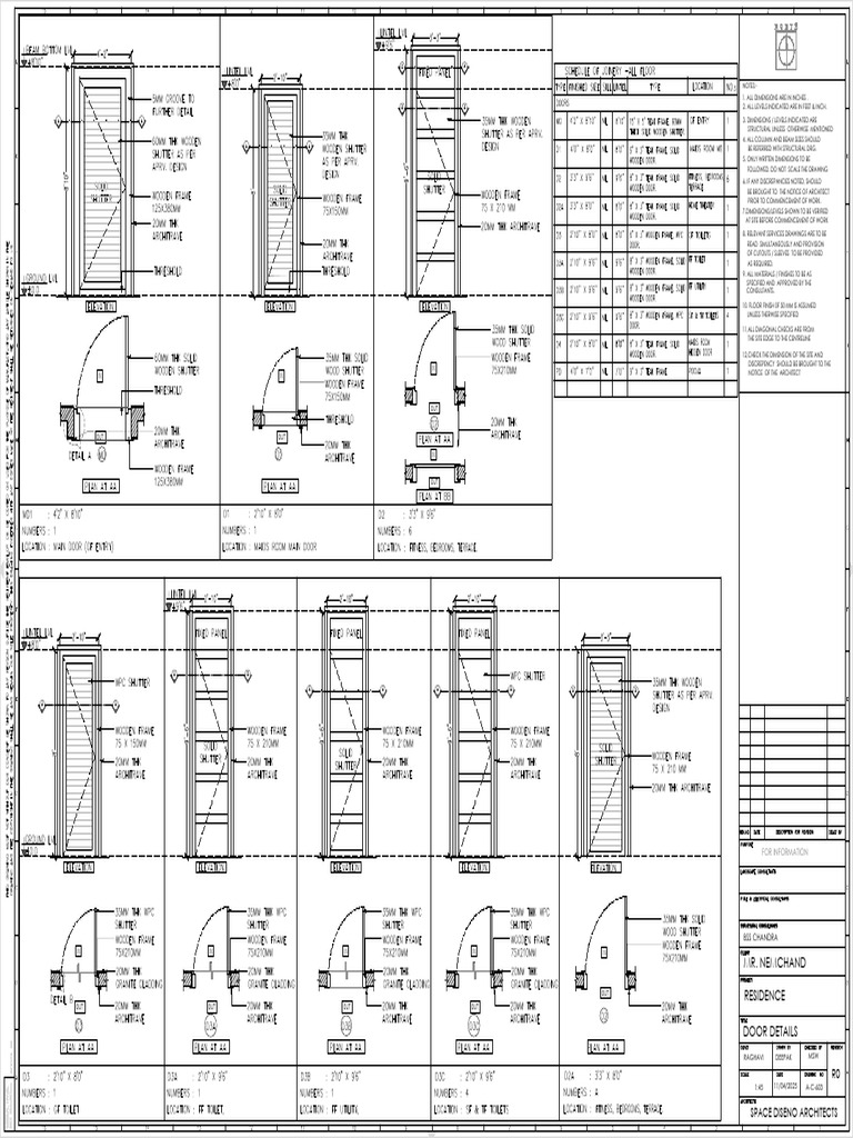 MR - Nemchand Residence - Door Details & Wood Work Details | PDF