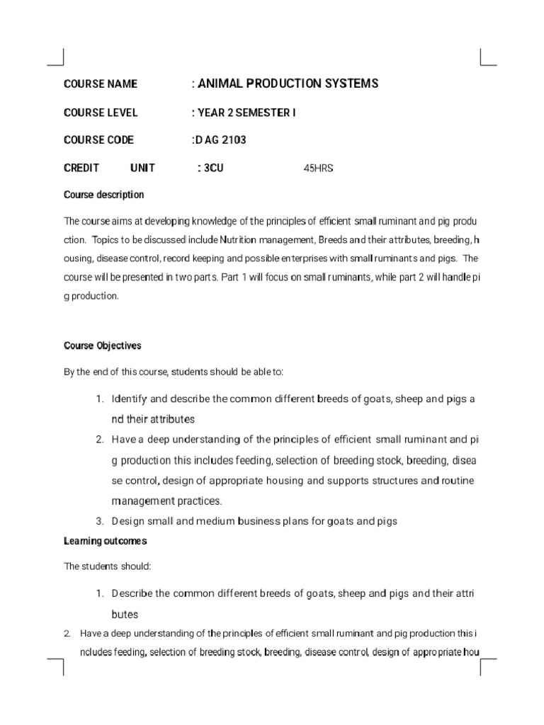 DEP 21 ANIMAL PRODUCTION SYSTEMS - Phoenix | PDF