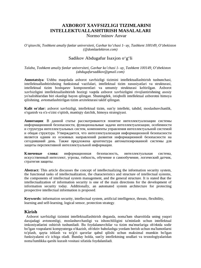 Maqola2025 Sadikov.A111 | PDF