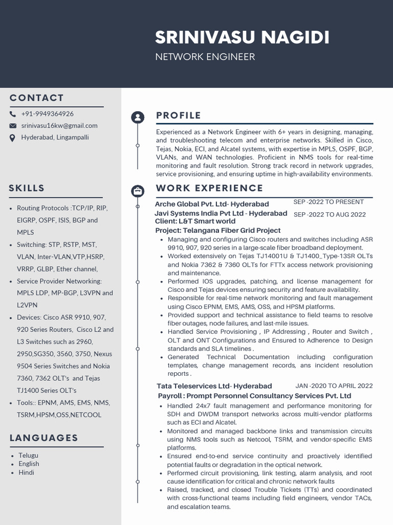 Blue and Gray Simple Professional CV Resume | PDF | Computer Network | Networking
