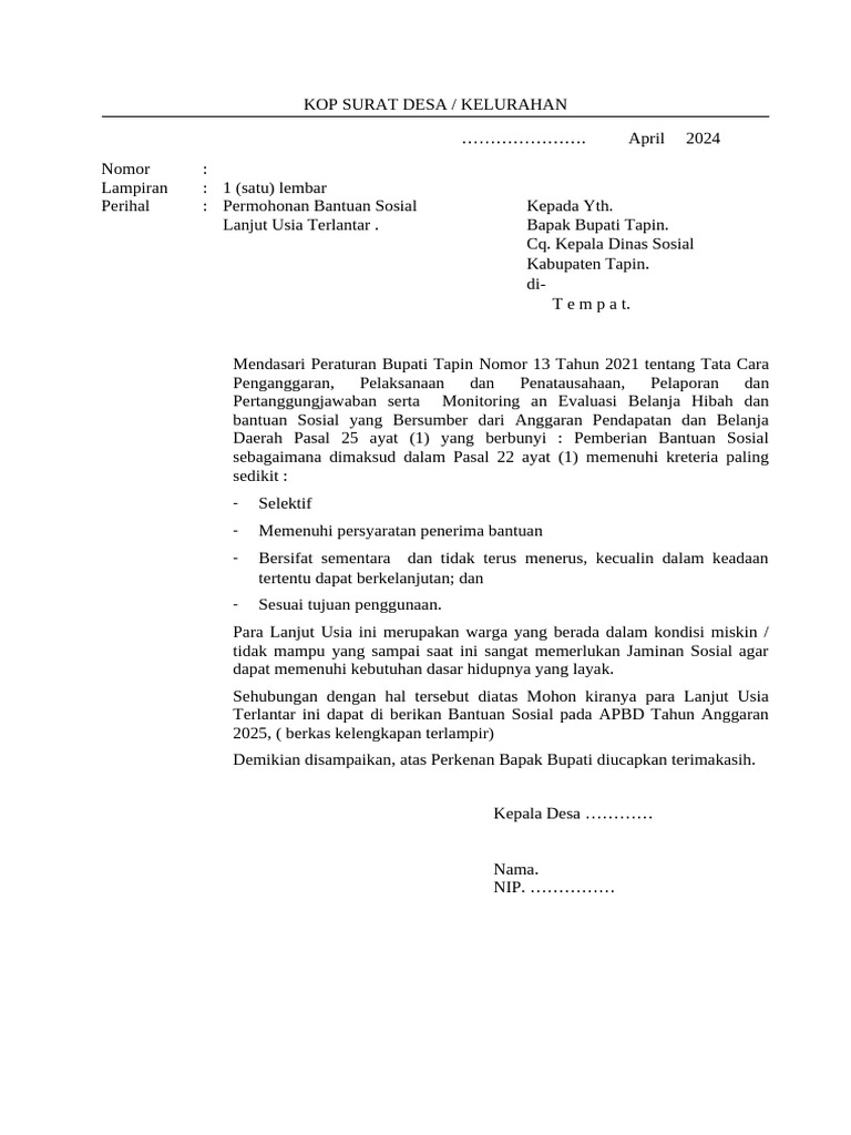 Permohonan Kades-Lurah 2025 | PDF