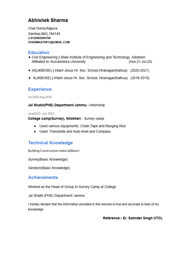Abhishek Sharma CV | PDF
