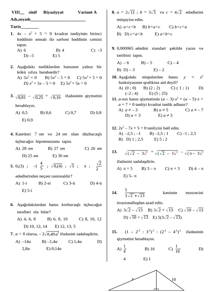 VIII Sinif Monitorinq a (2) | PDF