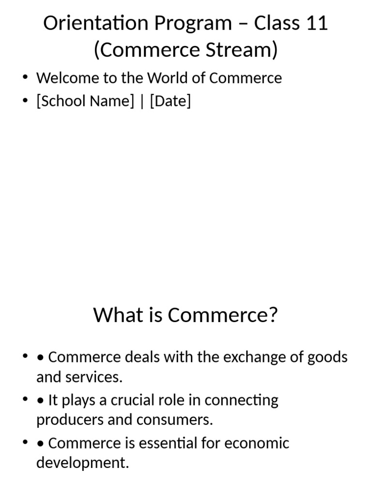 Class 11 Commerce Orientation Guide | PDF