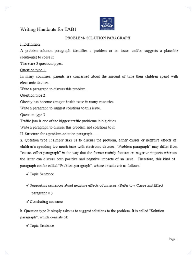 Paragraph Problem Solution B1 | PDF