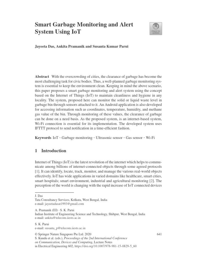 Smart Garbage Monitoring and Alert System Using IoT 2020 | PDF | Internet Of Things | Android ...