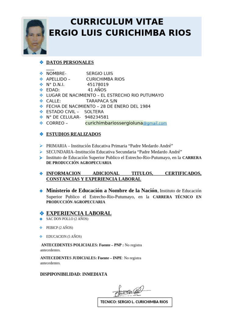 Documento Sergio Luis C. | PDF