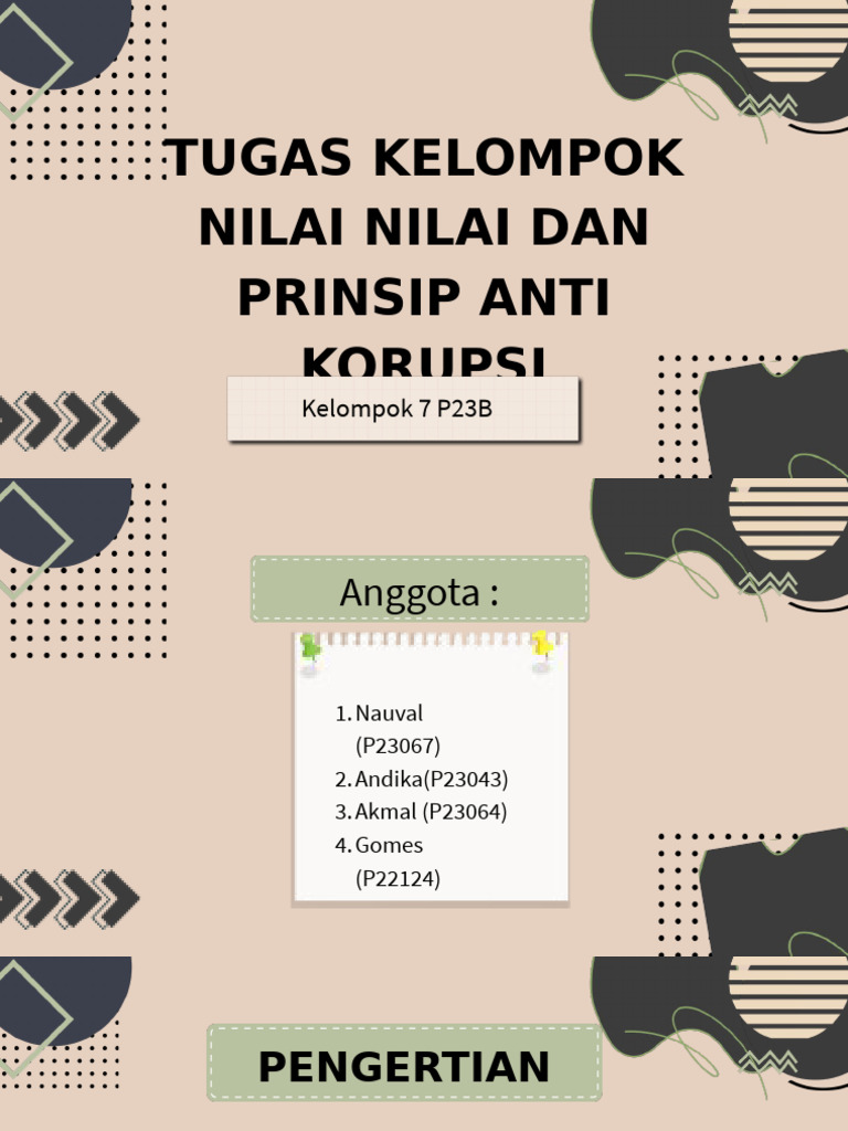 Kel 7 p23b.nilai-nilai & Prinsip Anti Korupsi .Pptx | PDF