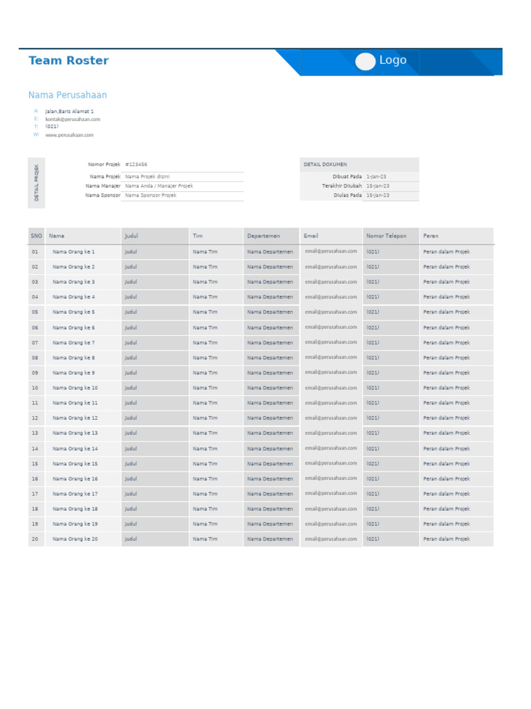 PRD12 Project Team Roster - Standard | PDF