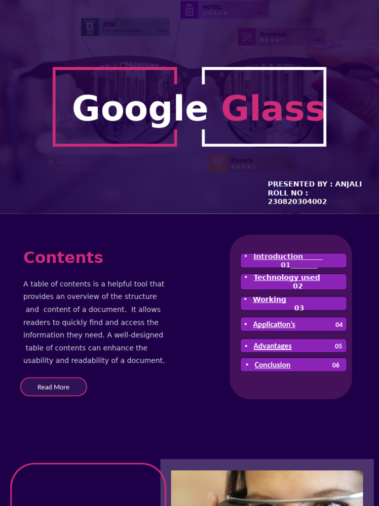 Google Glass Presentation PowerPoint | PDF | Augmented Reality | Computing