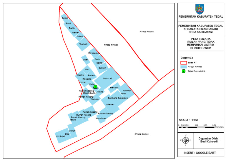 Peta Rumah Yang tidak mempunyai jaringan listrik di RT001 RW001 | PDF
