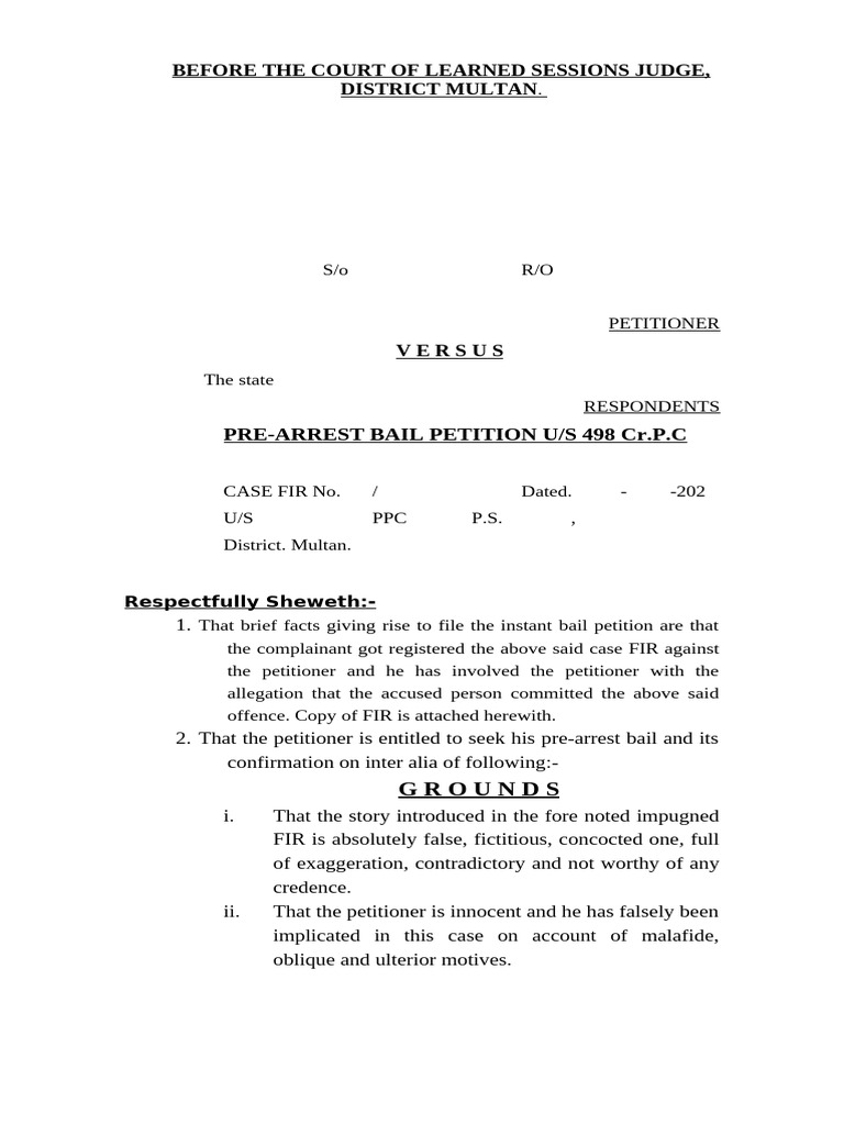 General Pre Arrest Bail | PDF | Bail | Affidavit