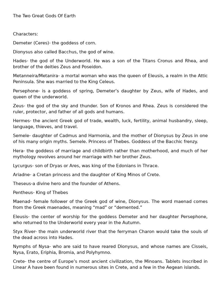 Mythology and Folklore | PDF | Dionysus | Persephone