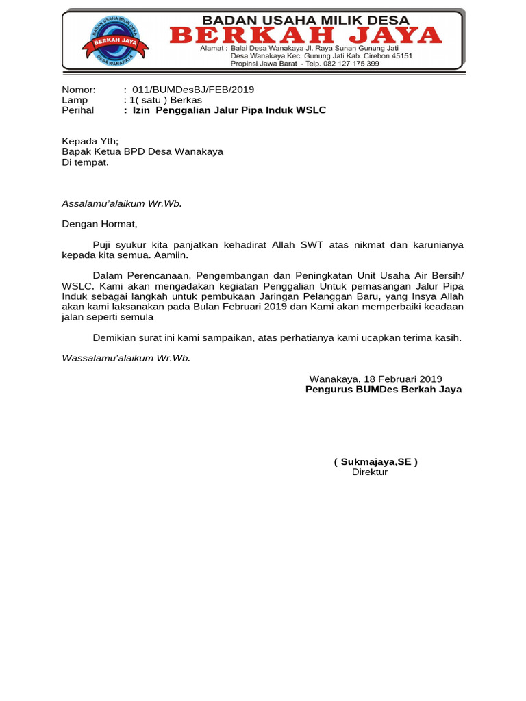 Surat Utk KPL Desa | PDF