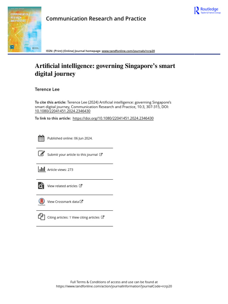 Artificial Intelligence Governing Singapore s Smart Digital Journey | PDF | Artificial ...