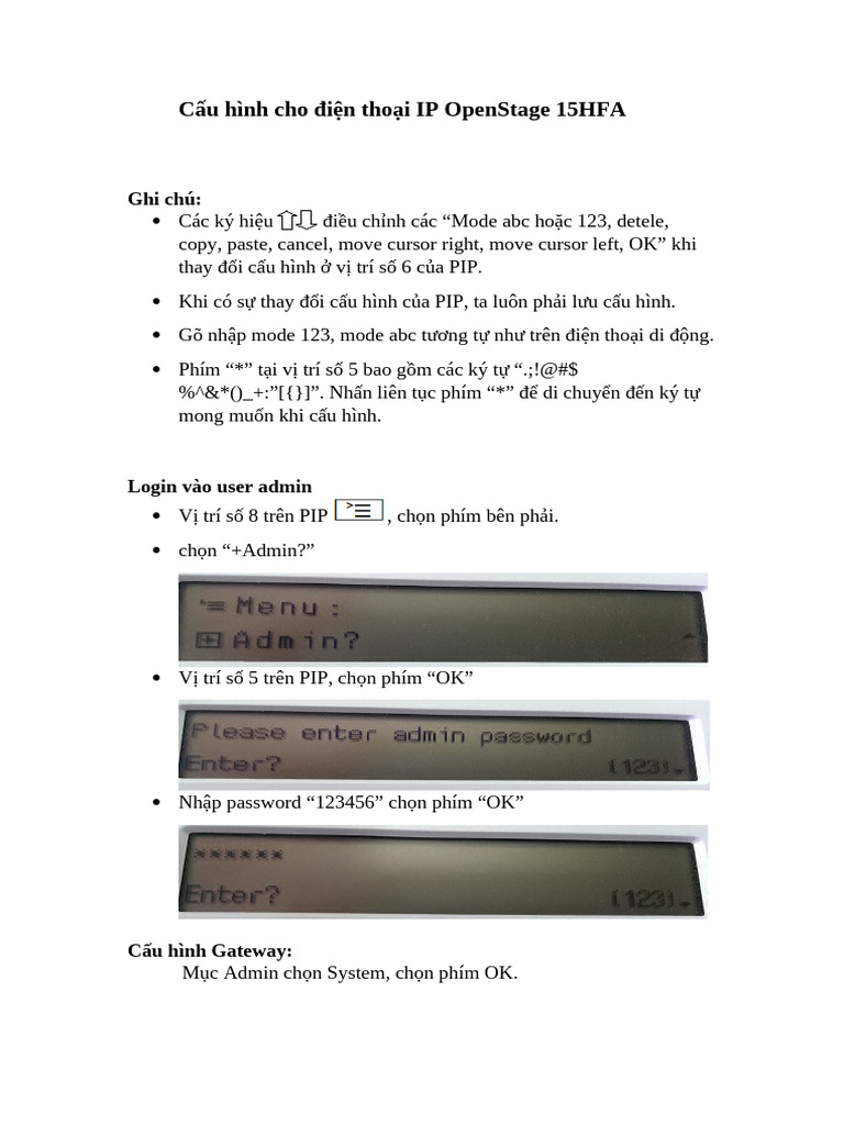 Hướng dẫn Cấu hình cho điện thoại IP phone OpenStage 15HFA | PDF