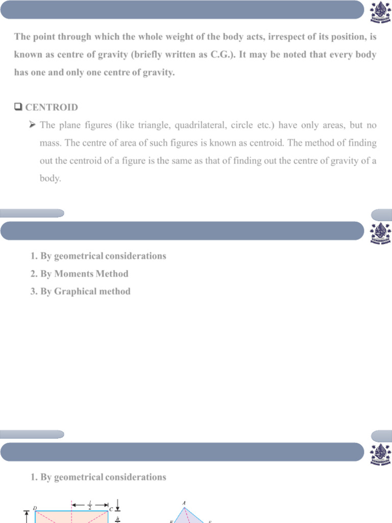 Centre of Gravity and MOI | PDF | Center Of Mass | Area