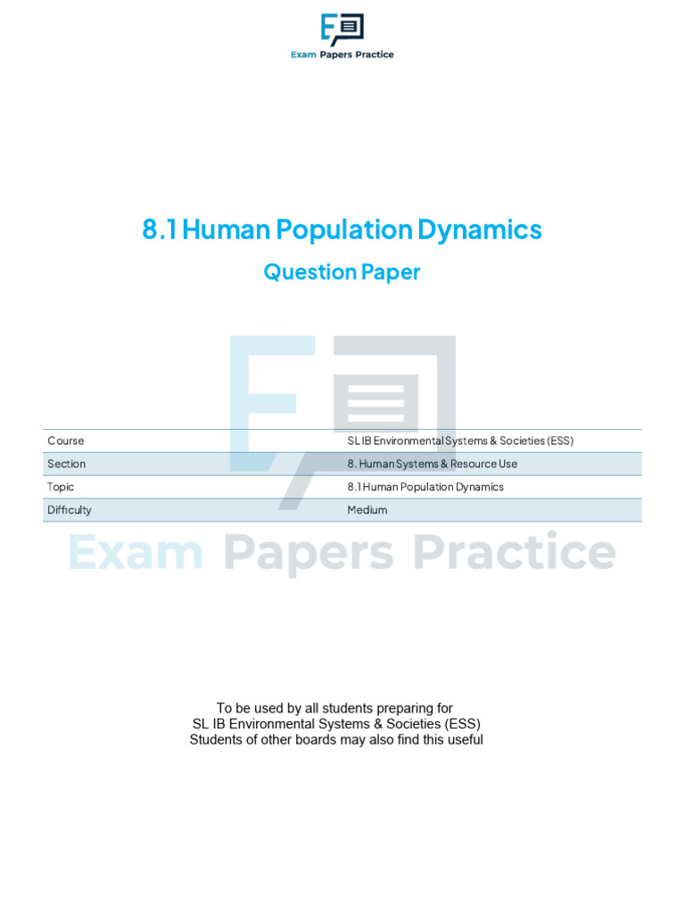 8.1 Human Population Dynamics Topic Questions | PDF | World Population | Population