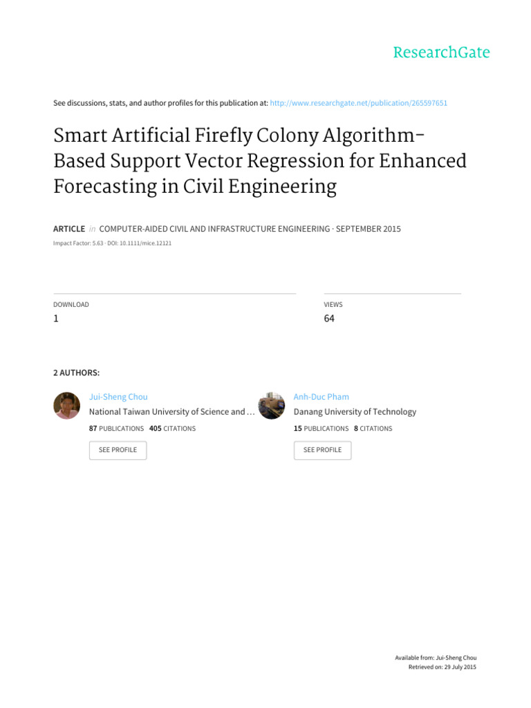 09 - 2015 - Smart Artificial Firefly Colony Algorithm-Based SVM - CACIE | PDF | Support Vector ...