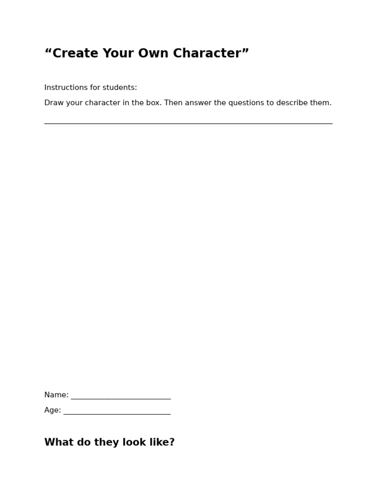Create Your Own Character | PDF