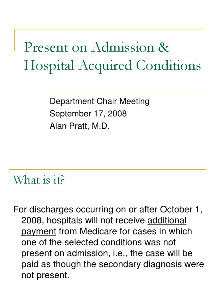 Hospital Acquired Conditions & PoA Guide | PDF | Patient | Sepsis