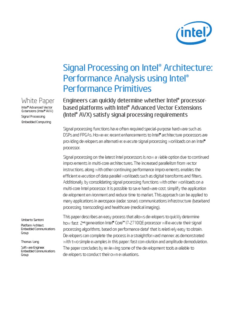 Signal Processing On Intel Architecture | PDF | Digital Signal ...