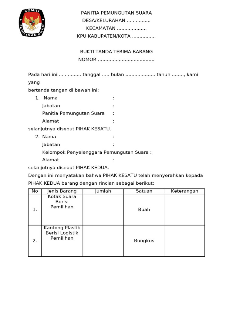 BTTB PPS Ke KPPS (965 Tps X 3 Rangkap) | PDF
