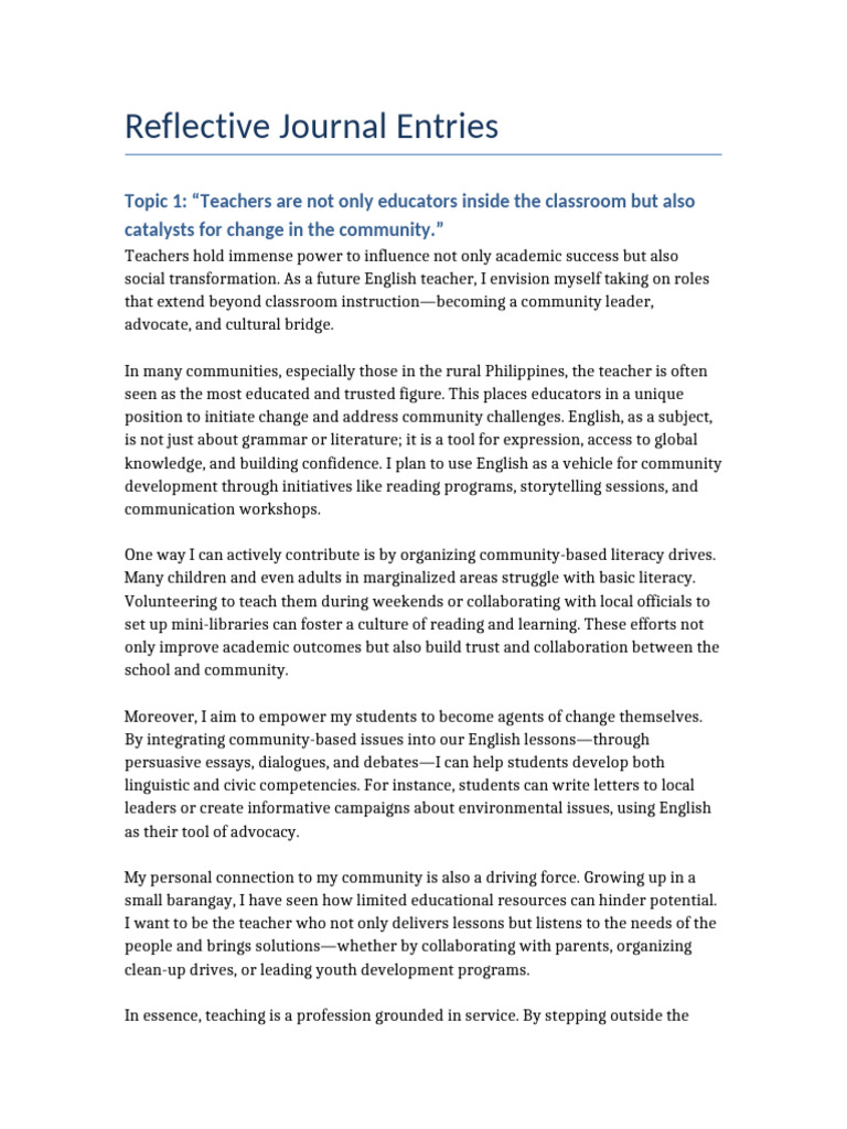 Reflective_Journal_Entries | PDF | Learning | Teachers