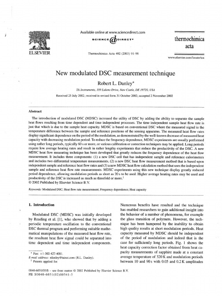 TA322 New MDSC Technique Paper | PDF