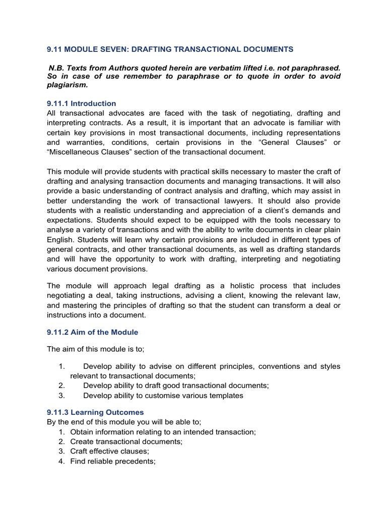 Mastering Transactional Document Drafting | PDF | Indemnity | Breach Of ...