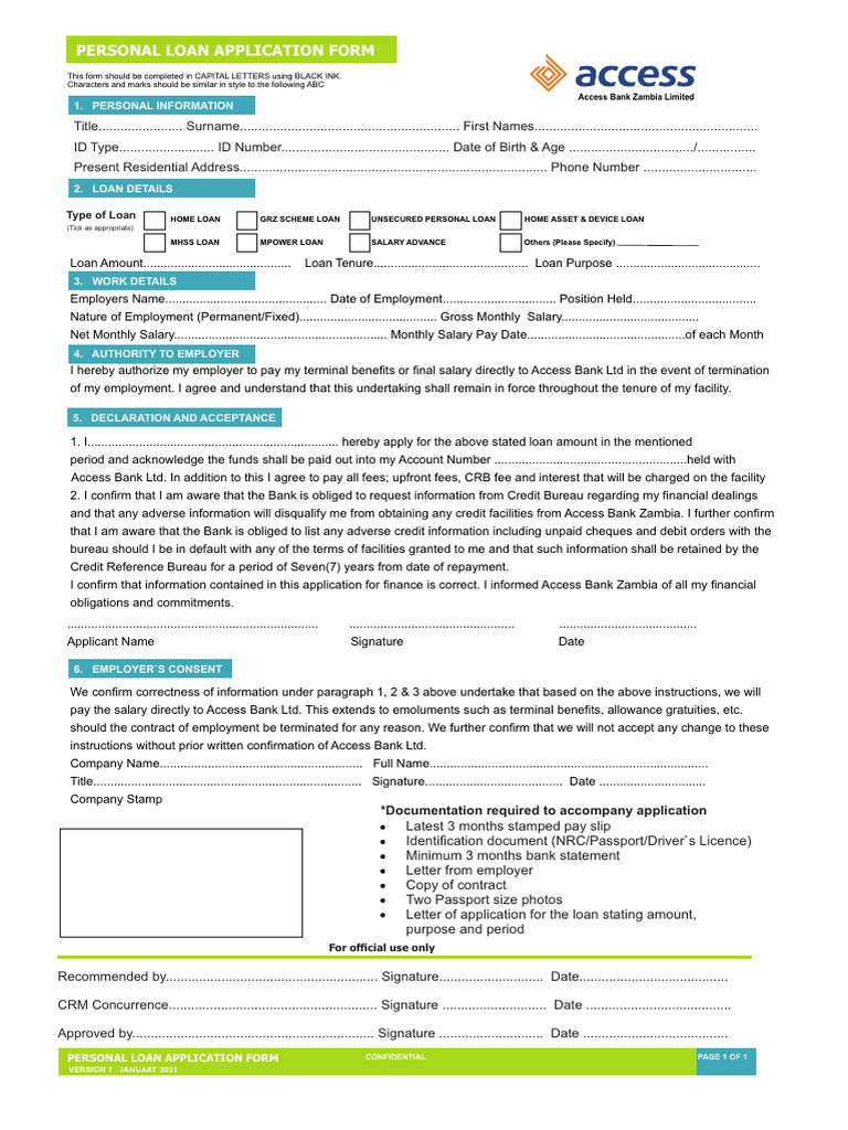 Loan Application Form 2021 | PDF | Loans | Banks