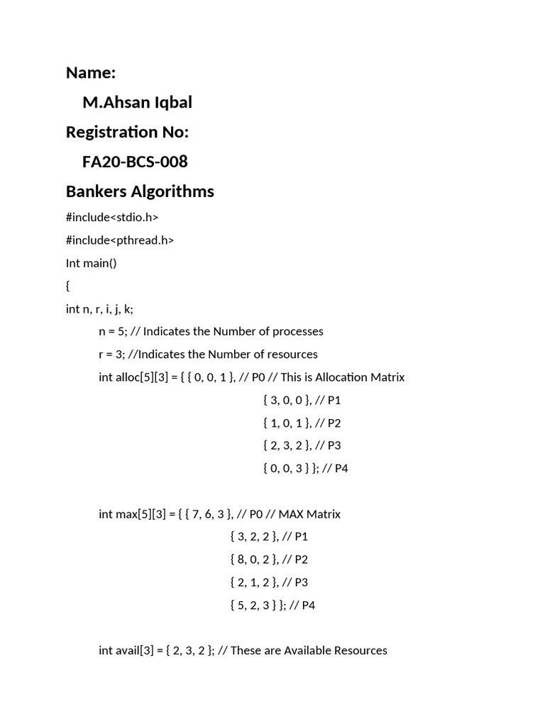 008 - Banker's Algorithm | PDF
