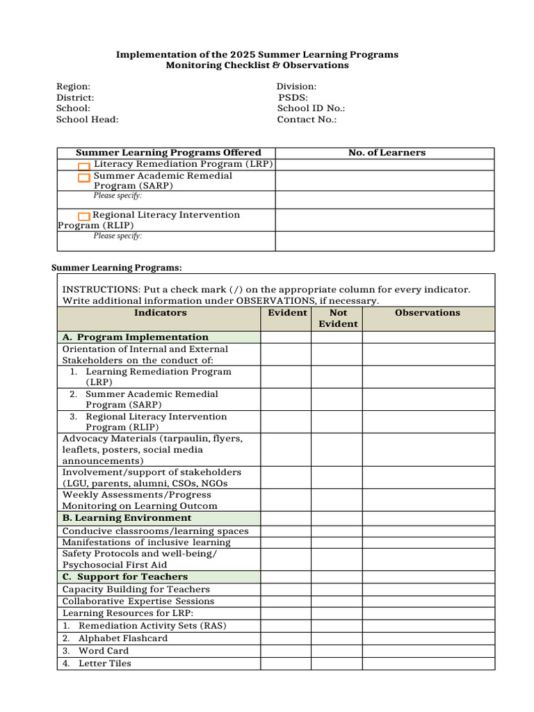 Summer Academic Remedial Program Overview | PDF | Learning | Behavior ...