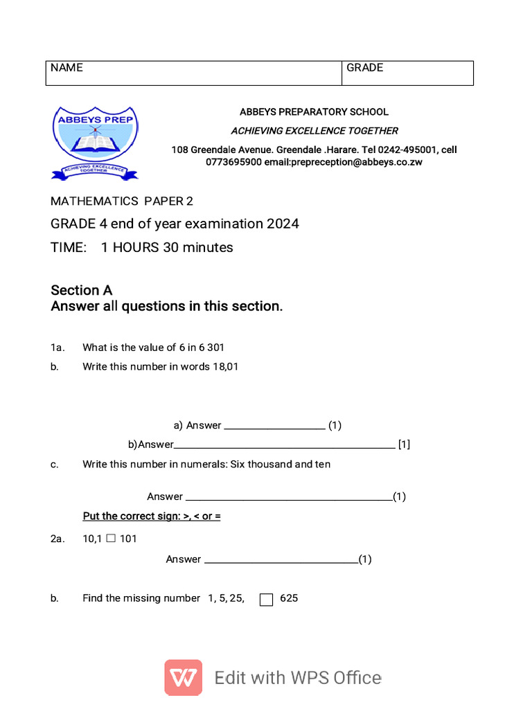 Grade 4 MATHS PAPER 2 TERM 3 2024 | PDF | Mathematics | Student ...