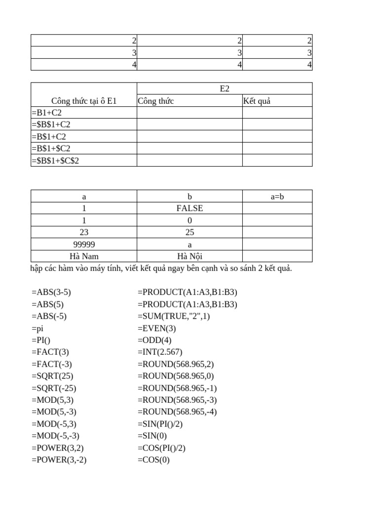 Bai Tap Excel 02-2020 Gửi | PDF