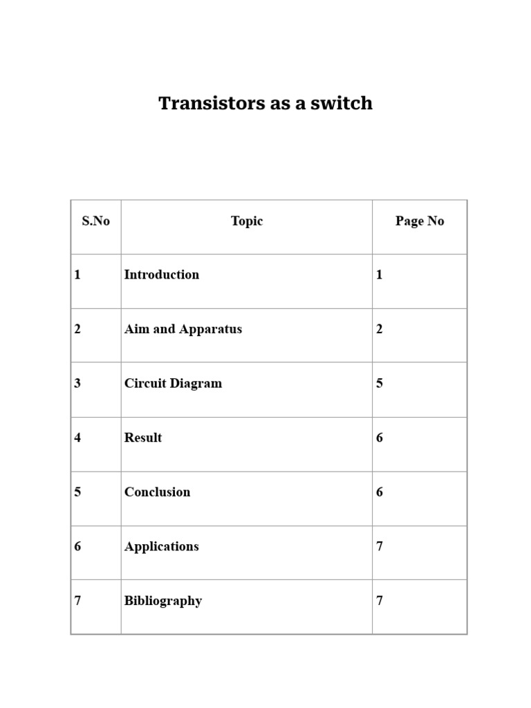 Transistor Switch Using BC107 Explained | PDF | Transistor | Bipolar ...