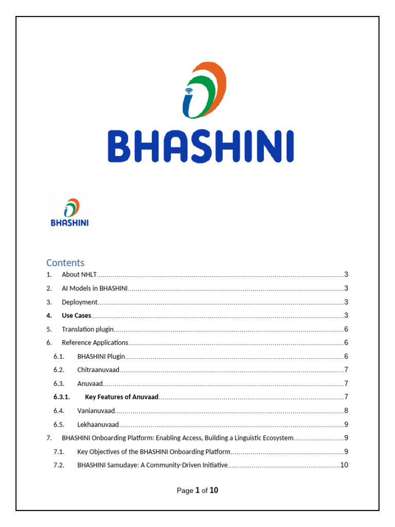 Mission Bhashini Note Sections Divided - v1 | PDF | Translations ...
