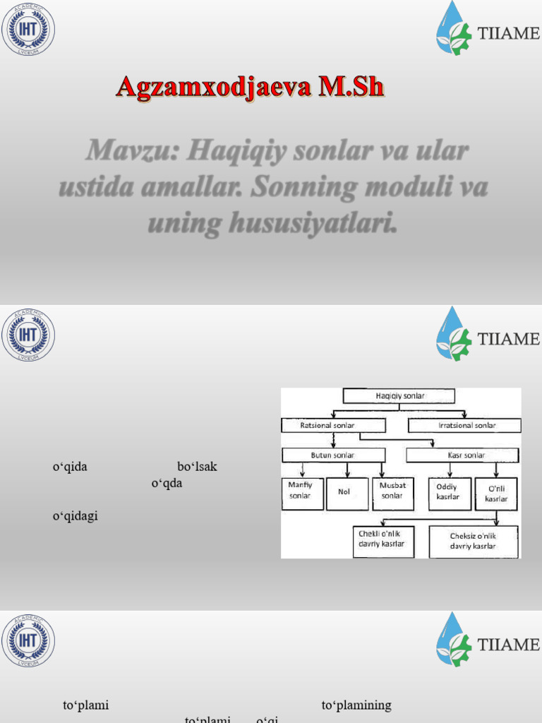 007 - 1 - Kurs - Algebra - 7 - Mavzu - Haqiqiy Sonlar Va Ular Ustida Amallar. Sonning Moduli | PDF