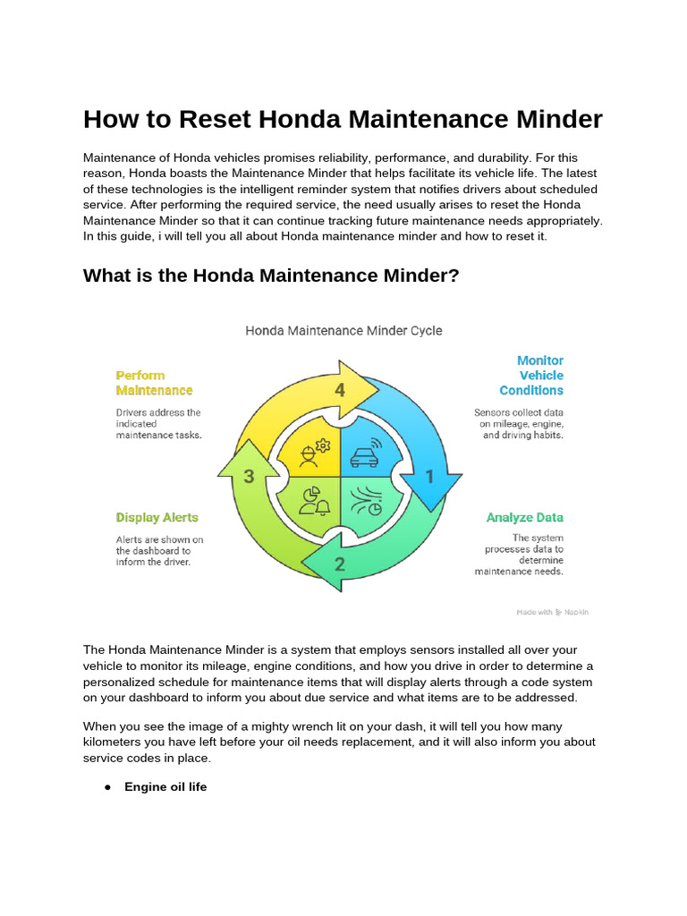 How To Reset Honda Maintenance Minder | PDF | Motor Oil | Automotive Industry