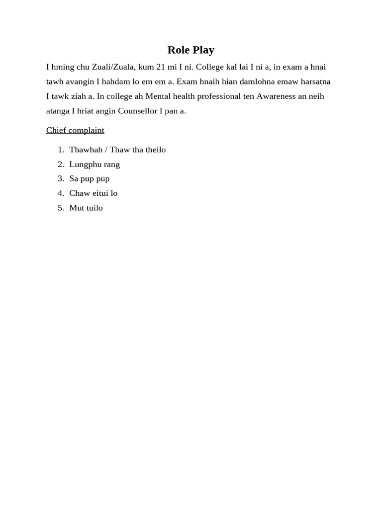 Role Play Pdf