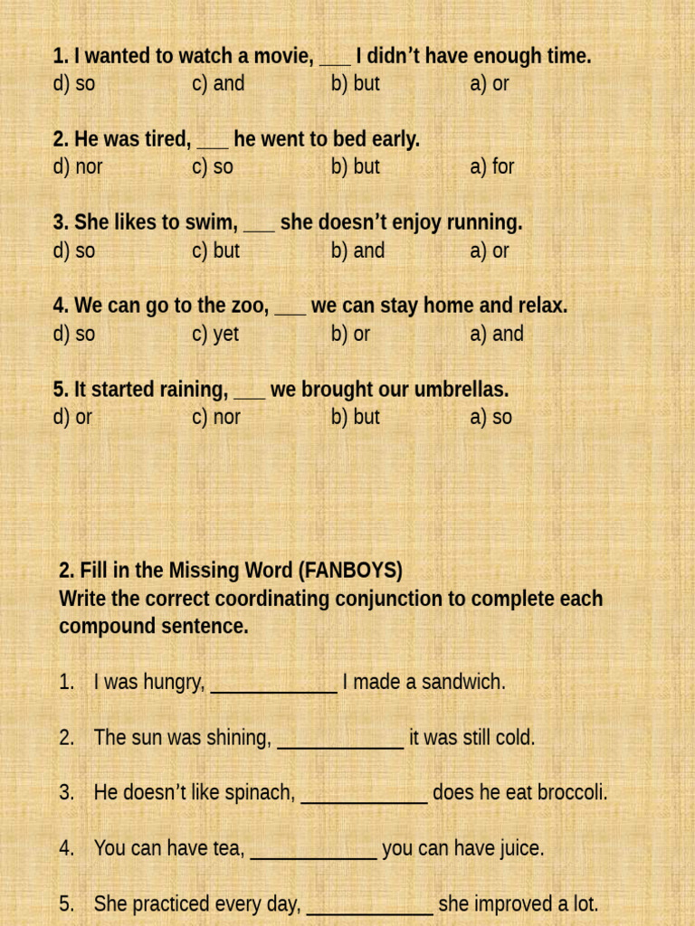 Compound Sentences for Grade 5 | PDF