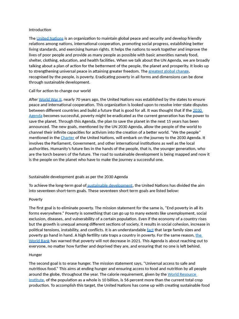 UN 2030 Agenda: Goals for Sustainable Development | PDF ...