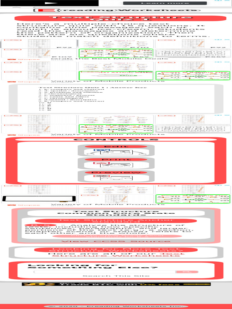 Text Structure Quiz 1 Reading Activity | PDF