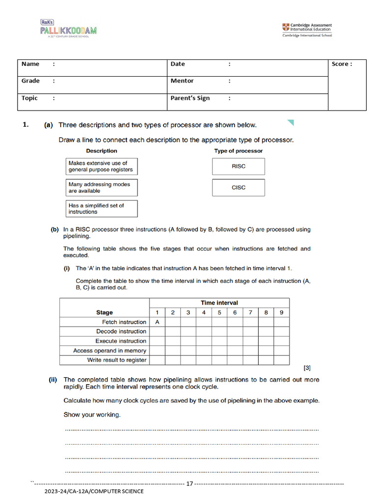 A2 - Processor Fundamentals-Chaper 15-FA | PDF