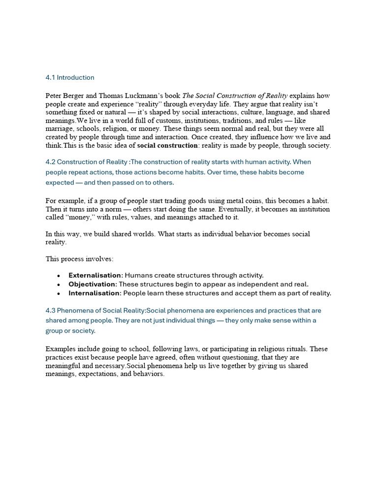 Understanding Social Construction of Reality | PDF | Reality | Social ...