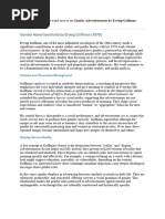Gender Ads: Goffman's Analysis | PDF | Advertising | Gender